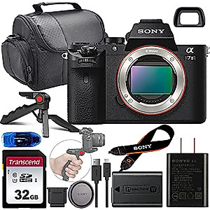 Sony Alpha a7 II Mirrorless Digital Camera (ILCE7M2/B) Body Kit + 32GB High Speed Memory Package with Shoulder Case, Pistol Grip Tripod and USB Card Reader