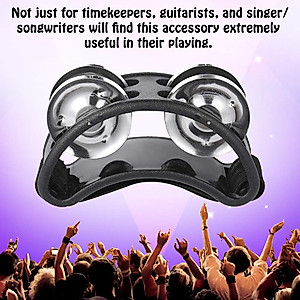 Foot Tambourine Percussion Drum Accessory Companion Metal Jingle Bell Musical Instrument Black