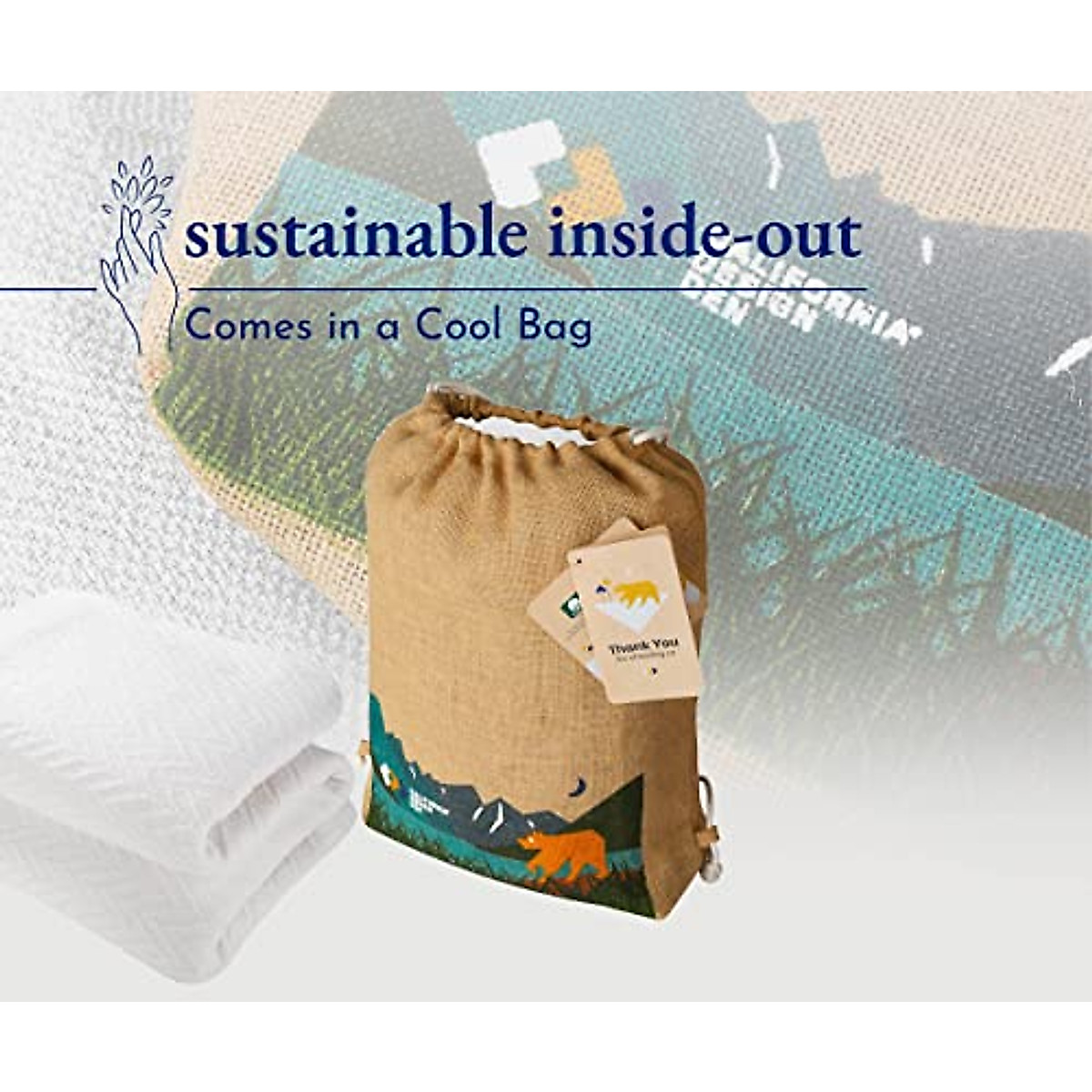 California Design Den 100% Cotton Blanket Queen Size/Full Size, Lightweight & Breathable Cotton Blanket, Herringbone Design, Soft Breathable Blanket for All Seasons (White)