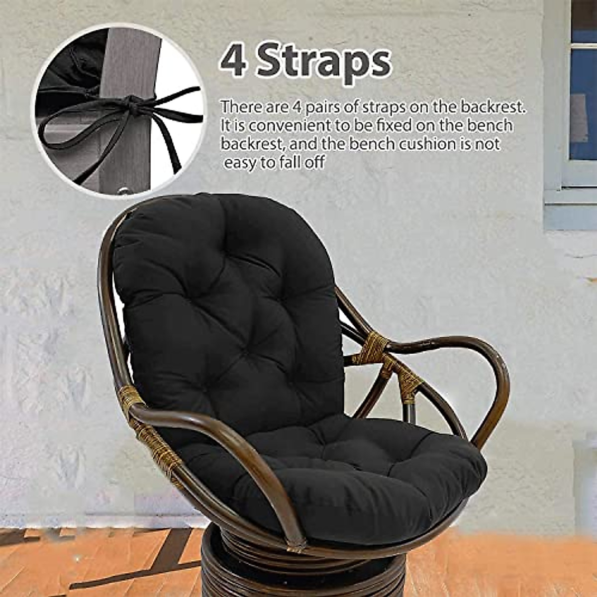 Swivel Rocker Chair Cushion 120x60cm, Washable & UV-Resistant Rocking Replacement Chair Pads, Cushion Mat for Recliner Rocking Rattan Chair Garden Seat Cushion Sofa Tatami Mat, No Chair