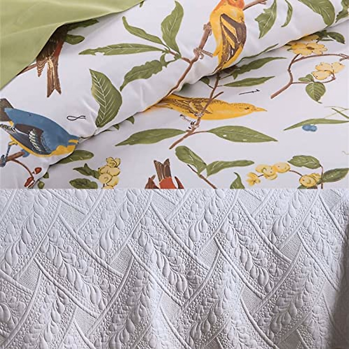 Brandream 6-Piece Quilt Bedding Set King Size 100% Cotton Birds Rustic Bed in A Bag