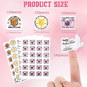 500 Pieces Thank Business Stickers Shop Stickers Small Package Labels Cute Envelope Seals Handle with Care Stickers, 4 Styles, 1.77 Inches(Cute Style)