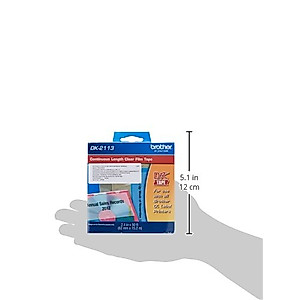 Brother Genuine DK-2113 Continuous Length Black on Clear Film Tape for Brother QL Label Printers, 2.4" x 50' (62mm x 15.2M), 1 Roll per Box, DK2113