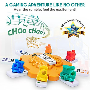 Yinlo Mexican Train Dominoes Set, Hub with Real Train Sound, Double 12 Colored Dot