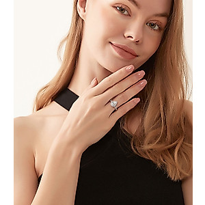 TIGRADE 1.5CT Engagement Ring for Women Teardrop Cubic Zirconia Wedding Band Halo Twisted Pear CZ Promise Anniversary Ring Size 3-12, Silver, Size 3