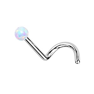 Pierced Owl 20GA F136 Implant Grade Titanium Threadless Push In Synthetic Opal Ball Top Nose Screw (White)