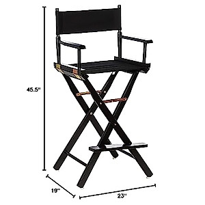 Casual Home Director's Chair ,Black Frame/Black Canvas,30" - Bar Height