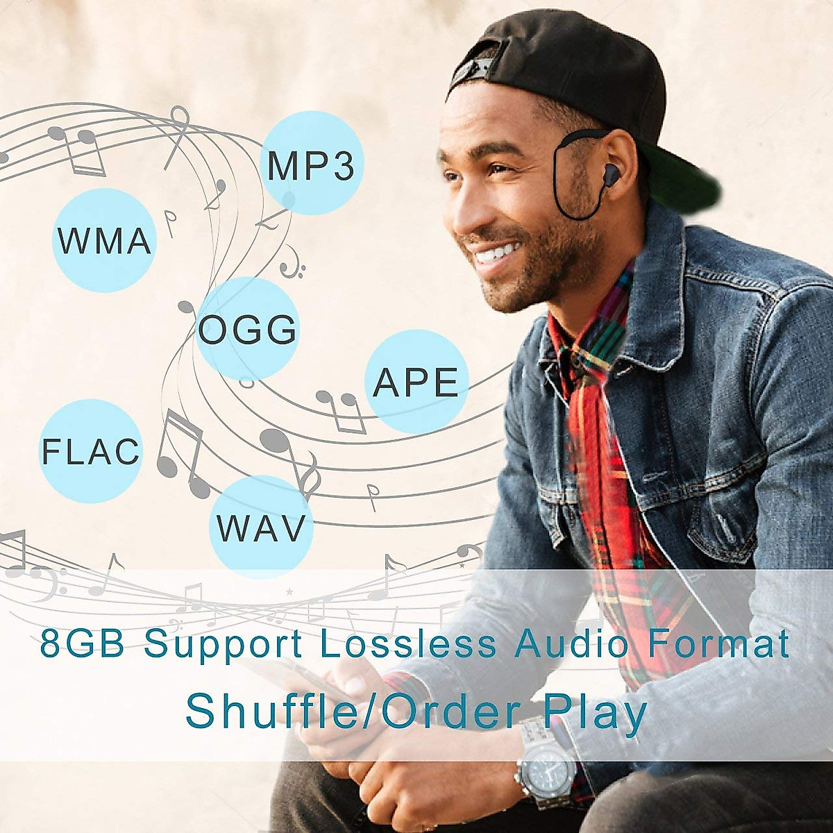 Waterproof MP3 Player for Swimming, IPX8 8GB Swimming Headphones with Shuffle Feature,Enjoy Music for Swimming, Diving and Other Sports(Black)