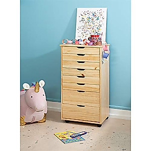 Riverbay Furniture 8-Drawer Transitional Wood Storage Cart w/Casters in Natural