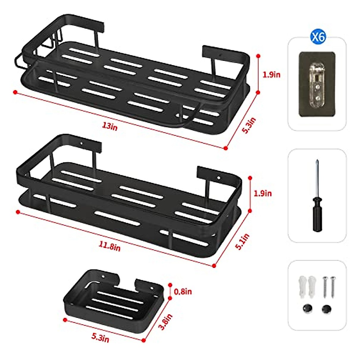 Detoypapa Shower Caddy,2 Pack Bathroom Shower Organizer with Soap Holder Drill-Free Adhesive Shower Shelves for Bathroom Shower Storage