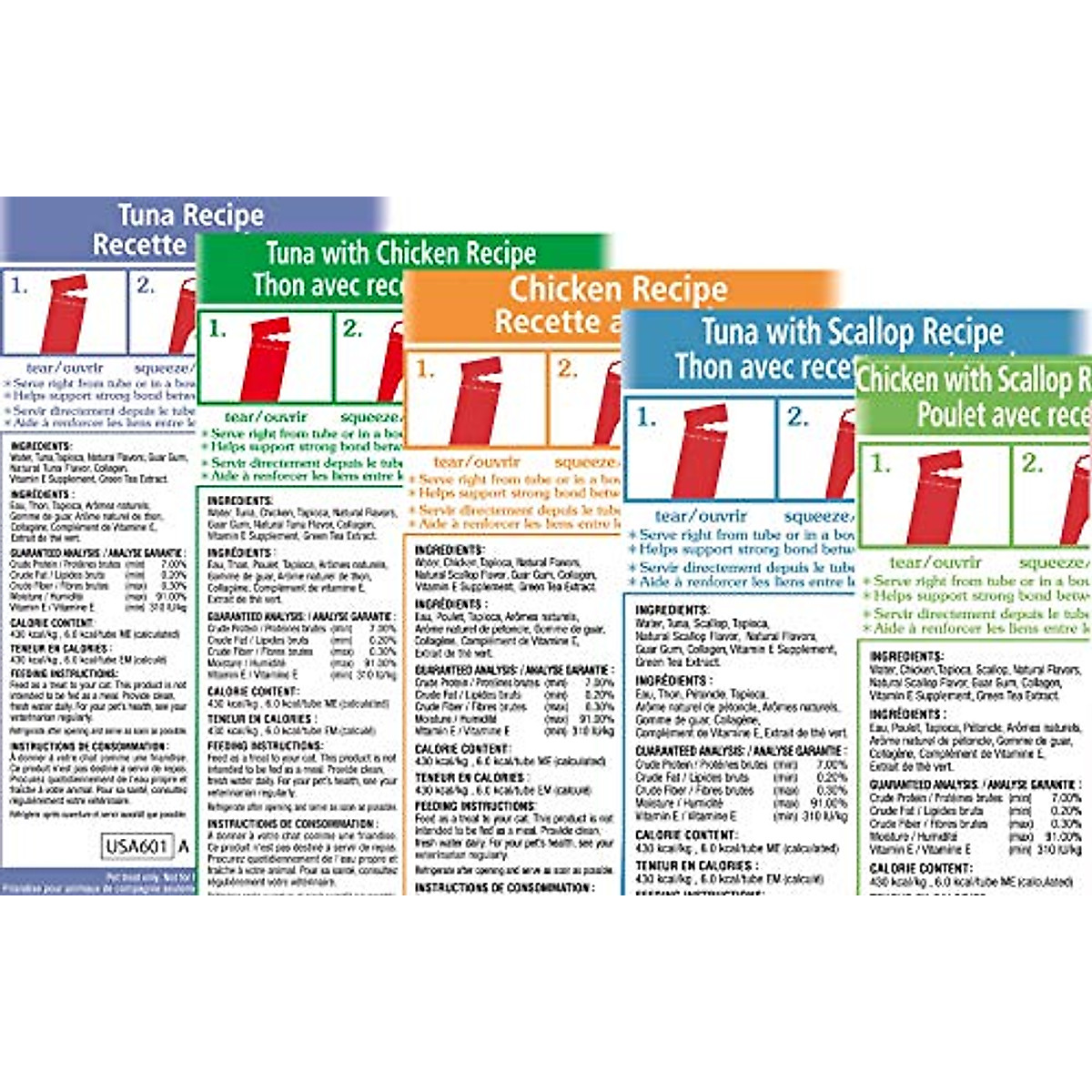 INABA Churu Lickable Purée Wet Treat for Cats - No Grains, No Preservatives, with Added Vitamin E and Green Tea - 6 Flavor Pack of 24 Tubes