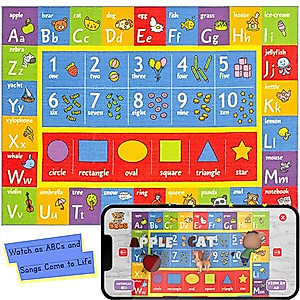 KC Cubs ABC Alphabet, Numbers & Shapes Educational Learning & Fun Game Play Area Rug for Kids Bedroom, Toddler Classroom and Baby Playroom