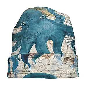 Ocean Octopus Women Men Casual Beanies Adult Sports Elastic Brimless Caps Head Wear Knitted Hats for Traveling Cycling
