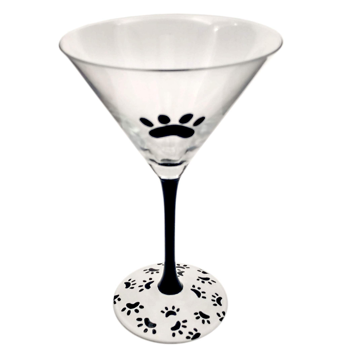 Paw Print Martini Glass - Pet Lover Gift - Dog, Cat Prints - Cocktail Glass