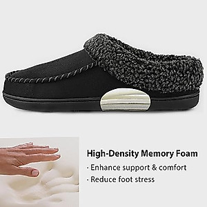 ULTRAIDEAS Men's Nealon Moccasin Clog Slipper, Slip on Indoor/Outdoor House Shoes(Black, 11-12)