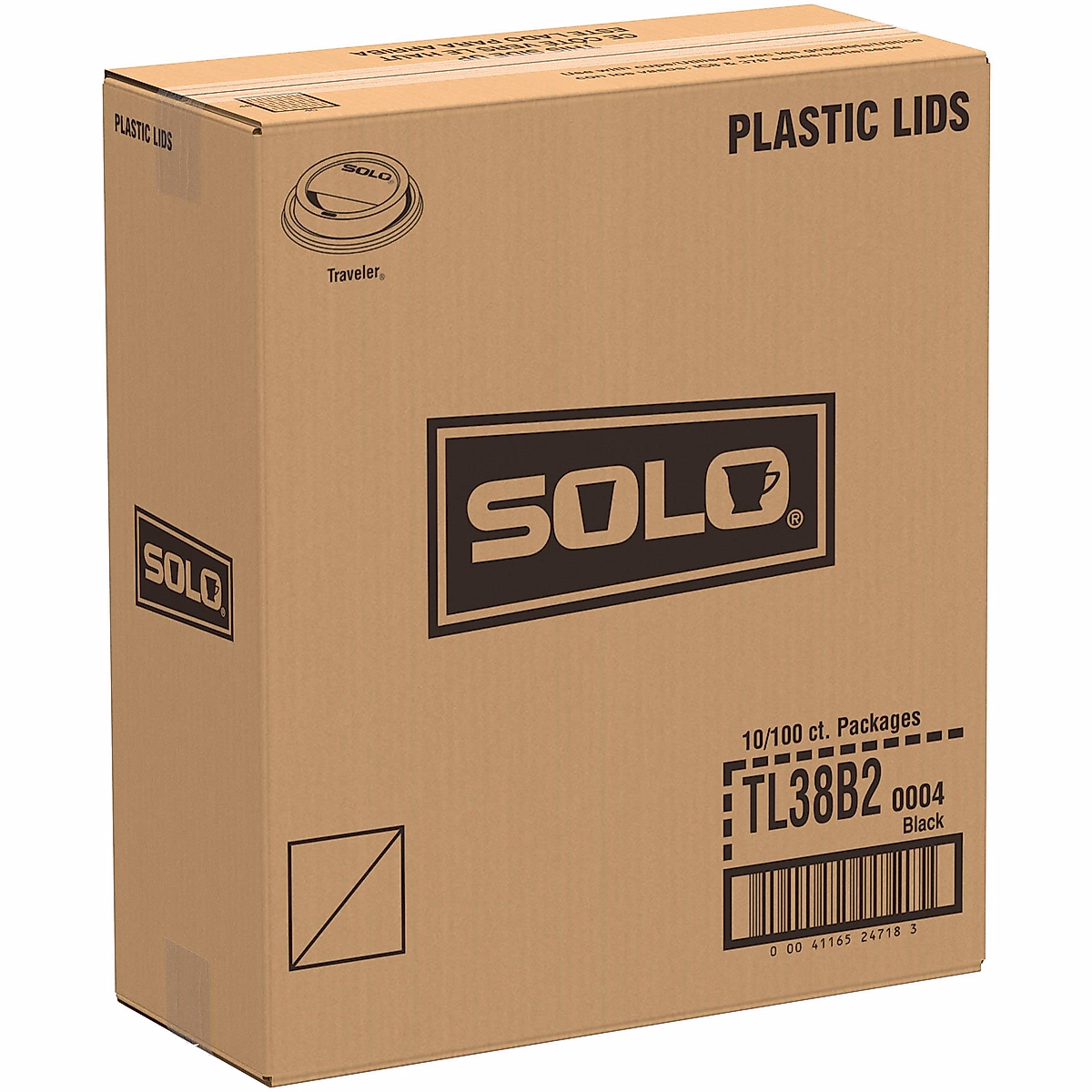 Solo TL38B2-0004 Black Traveler Plastic Lid - For Solo Paper Hot Cups 1000 Count (Pack of 1)