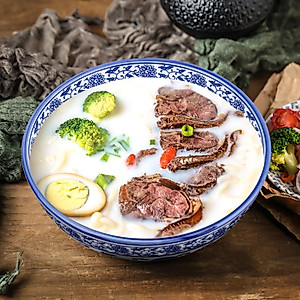 Luxshiny Ceramic Bowl Ceramic Soup Bowl Blue And White Porcelain Bowl Ceramic Ramen Bowl Snack Bowl Serving Bowl for Home Kitchen Noodle Soup Salad Pasta (7inch)