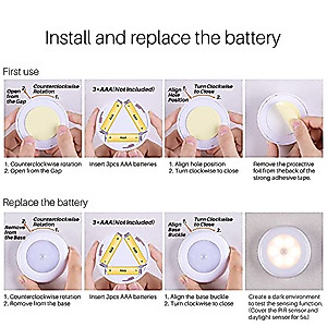 Motion Sensor Lights Indoor, STAR-SPANGLED High CRI Stick on Stair Puck Lights Battery Operated, Cordless LED Step Night Light for Under Cabinet, Hallway, Stairway, Closet, Kitchen (Warm White, 6Pack)