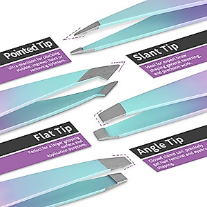 TsMADDTs Eyebrow Tweezer Set, 7 Pcs Tweezers Set for Women, Precision Tweezer for Eyebrows with Curved Scissors and Eyebrow Razor for Ingrown Hair