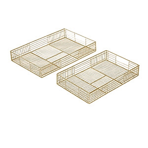 CosmoLiving by Cosmopolitan Metal Wire Tray, Set of 2 17", 19"W, Gold