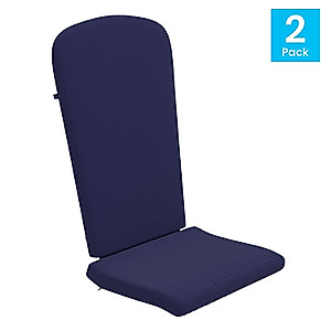 Flash Furniture Charlestown Set of 2 Adirondack Chair Cushions - Blue Fabric Cushions - 2" Thick Padding - Indoor/Outdoor - Patio Chair Replacement Cushions