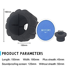 Micfuns MF2 Microphone Windscreen Pop Filter,Side Cutout 45-60-mm Suspended Microphones SM7B, Sound Absorbing Foam Reducing Noise And Reflections