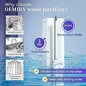 OEMIRY Countertop Water Filtration System, NSF/ANSI 42&372 Certified, 8000 Gallons Alkaline Water Filter, Reduces 99.99% Lead, Chlorine, Heavy Metals, Bad Taste & Odor OM-CF04(1 Filter Included)