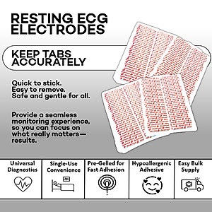 Dealmed Resting ECG Electrodes - Single Use Pads with Self Adhesive Stickers for Electrocardiogram & EKG Heart Monitoring Machines for Hospital, EMS & Medical Screening (1,000 Count)