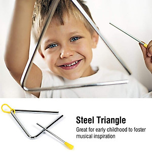 Onwon 5" Music Triangle Children Music Enlightenment Musical Steel Beater with Striker Percussion Instrument Set