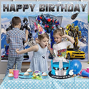 Cartoon Happy Birthday Party Backdrop, Kids Party Supplies Banner Photo Background for Boys Birthday Decoration 5 x 3FT