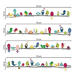 DecalMile Colourful Cute Birds Wall Sticker Removable Vinyl Wall Sticker Wall Pictures for Bedroom Living Room Office
