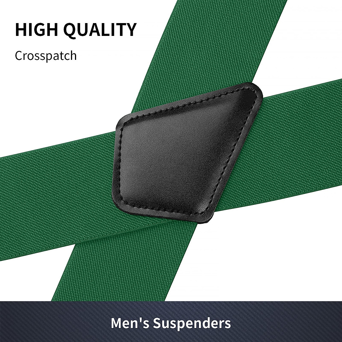 CWKOON Men's Trousers Braces with Very Strong 2 inch Wide 4 Clips Heavy Duty Suspenders for Men X Style Adjustable Suspender Green