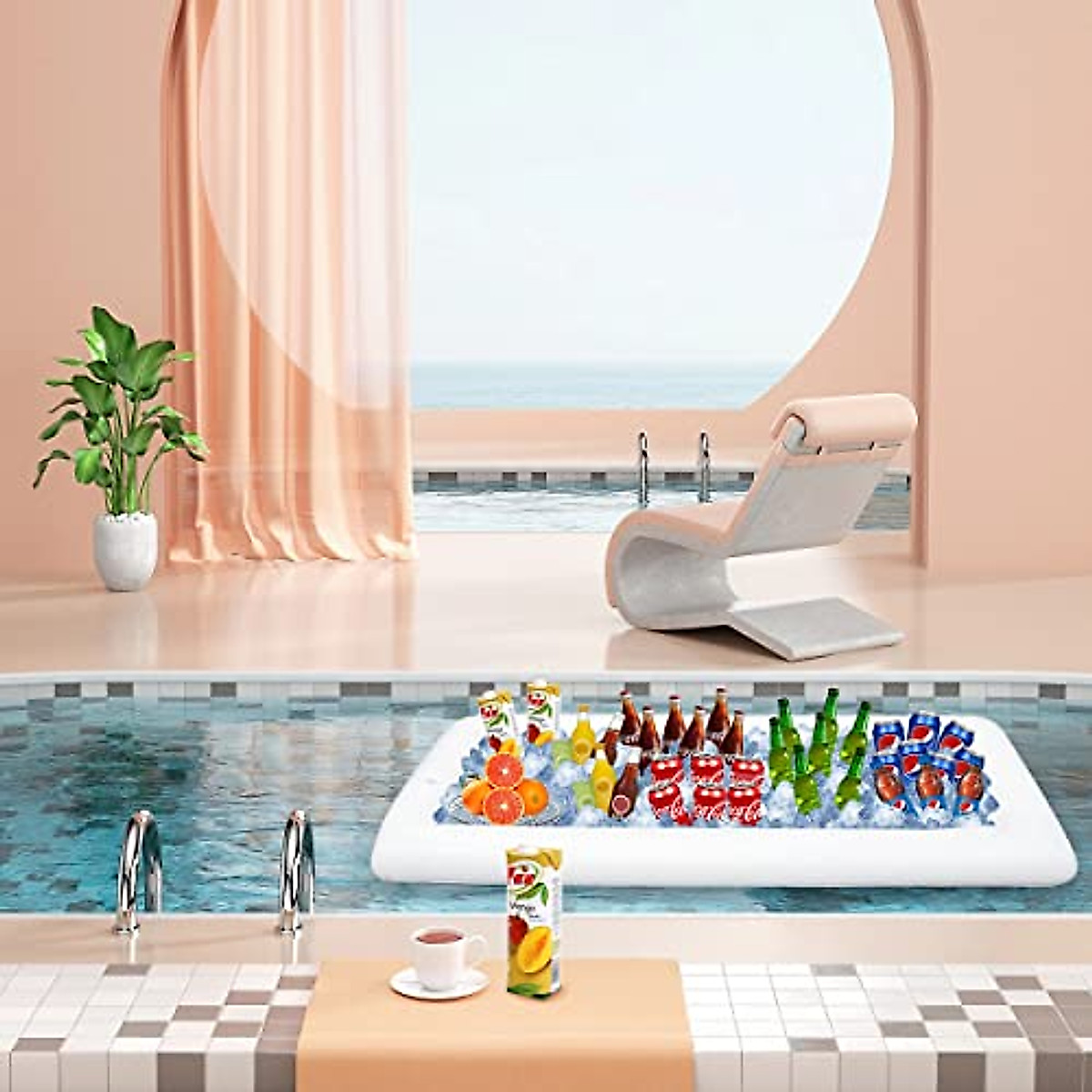 INNOVATIVE LIFE Inflatable Drink Cooler for Parties, Large Size Food Cooler Buffet, BBQ Picnic Pool Party Ice Serving Platters & Picnic Supplies