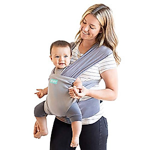 Moby Easy-Wrap Carrier | Baby Carrier and Wrap in One for Mothers, Fathers, and Caregivers | Designed for Newborns, Infants, and Toddlers | Holder Can Carry Babies up to 33 lbs | Smoked Pearl