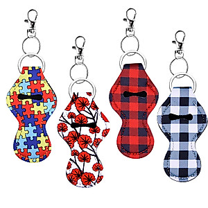 Duufin 20 Pieces Chapstick Holder Keychains Bulk Lipstick Holder Keychains Chapstick Keyring Holder with 20 Pieces Metal Clip Cords Suitable for Chapstick Tracker and Safeguard, 20 Vibrant Colors