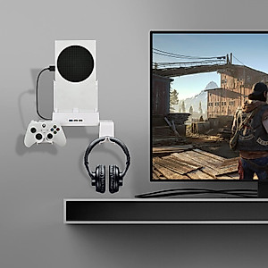 Raryars Wall Mount Cooling Fan for Xbox Series S with 2 Fan and 3 USB Port Xbox Series S Wall Mount Kit with Controller Holder & Headphone Hanger Wall Mount Holder Bundle