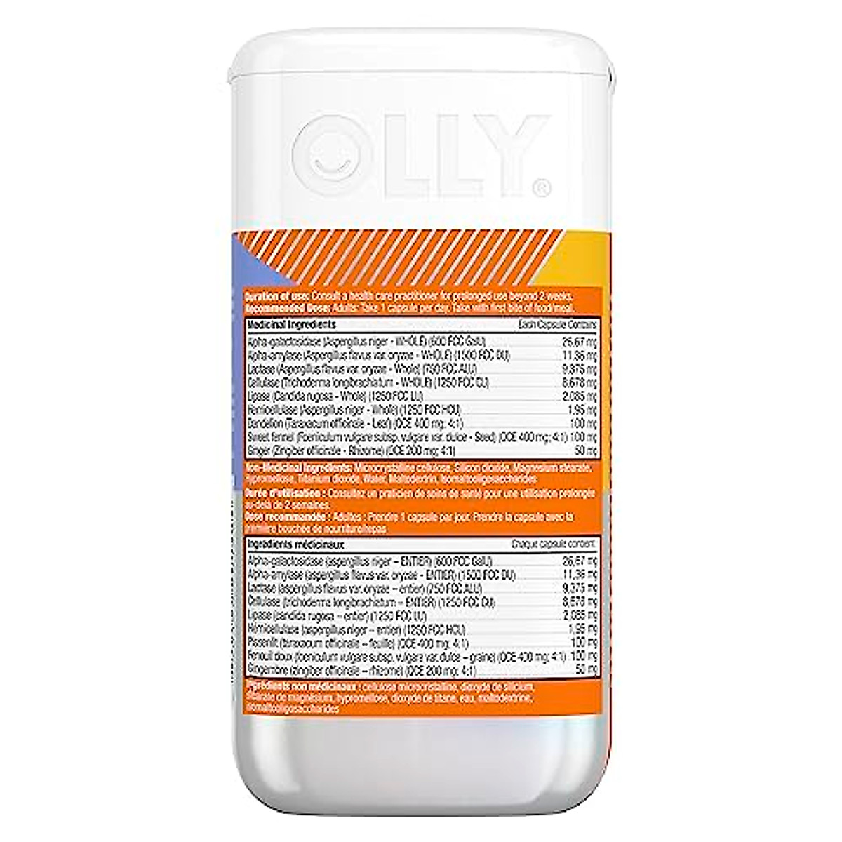 OLLY Beat The Bloat Capsules, Digestive Support Enzymes, Supplement for Women - 25 Count