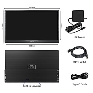Thinlerain 4K Portable Monitor, 15.6" USB C Monitor IPS UHD 3840X2160 External Monitor with 75% sRGB 250 Nits Brightness, USB C HDMI USB, Compatible for Laptop,PC, Phone