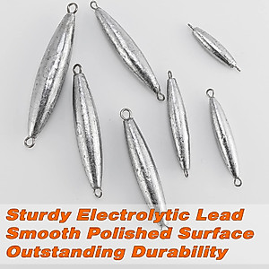 Dr.Fish 5 Pack Trolling Sinker Inline Lead Fishing Weight Vertical Lead Double Ring Fishing Sinker Bottom Fishing Freshwater 2 OZ