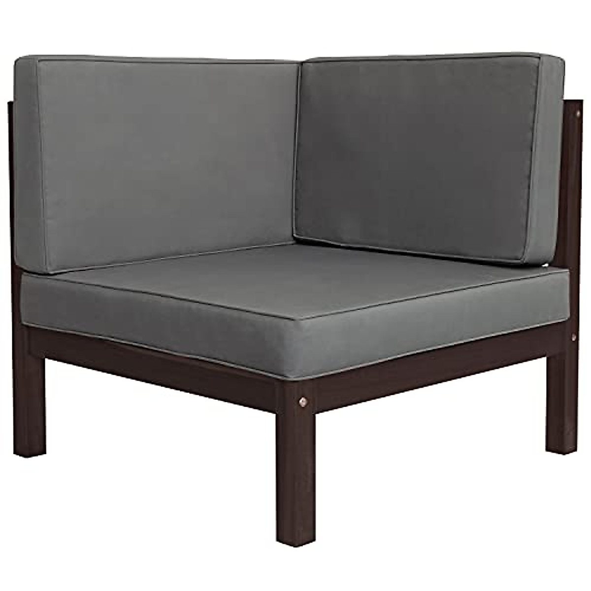 Merax Patio Furniture Sets 4 Pieces, Outdoor Solid Wood Sectional Sofa with Soft Cushions & Coffee Table, Grey