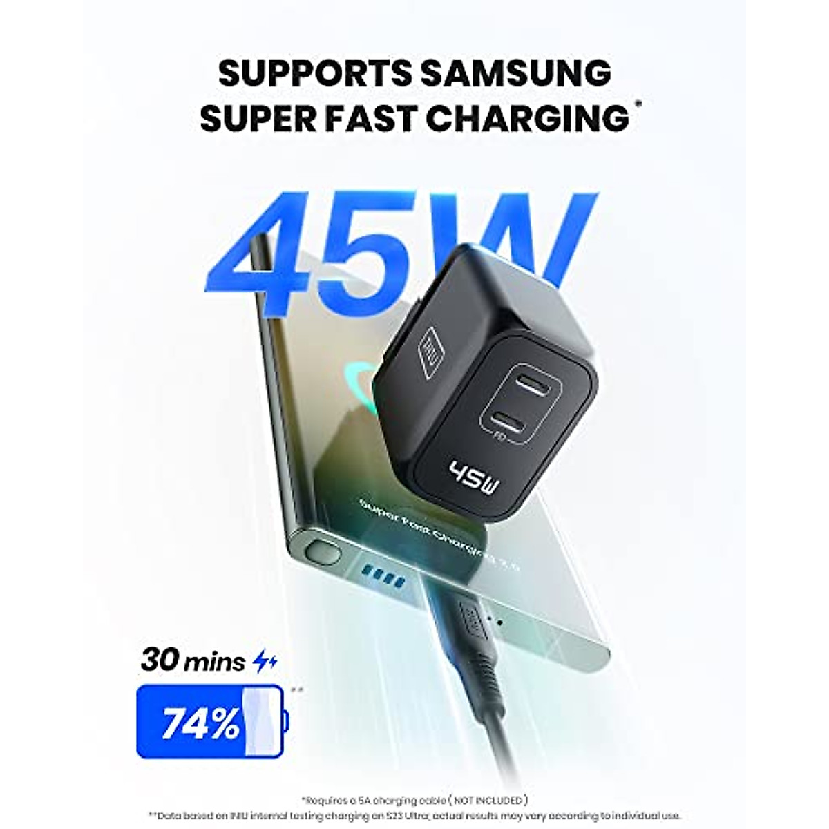 45W USB C Super Fast Charger, INIU I622 PD PPS Foldable Dual USB C Wall Charger Supports Super Fast Charging for Samsung S23 Ultra/S23/S22/S21/S20/Note, MacBook Air, Steam Deck, iPhone 14, iPad