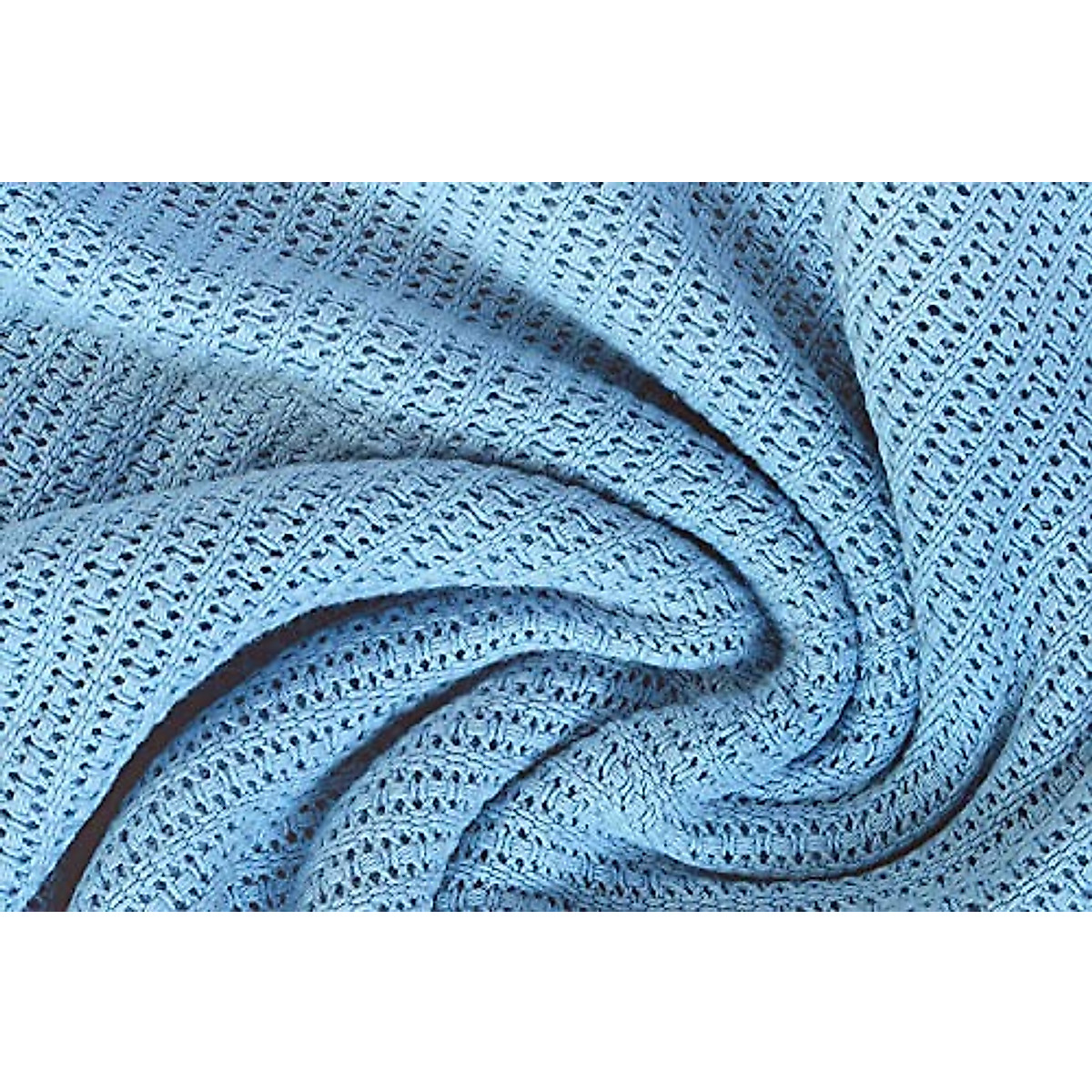 Linteum Textile Supply Leno Weave Blue Blanket, Queen 100% Cotton, Lightweight, Warm, Extra-Fluffy, Premium and Durable Soft & Cozy Bed Blanket for Bed, Couch, Sofa Throw for All Season