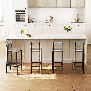 MAHANCRIS Bar Chairs, 25.6" Tall Counter Bar Stools, Set of 2 Bar Stools with Backrest, Kitchen Bar Stools with Footrest, for Dining Room, Bar, Easy Assembly, Greige BAHG03101