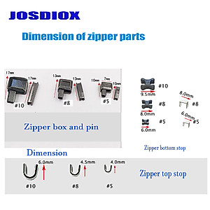 Zipper Repair Kit Metal Retainer Insertion Pin Zipper Top / Bottom Stop (3 Colors ) 13 Sets Zipper Fix Plug, Repair Down Zipper Stopper for Zipper Replacement (Size 10/8/5/3)