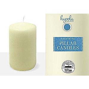 Hyoola Ivory Pillar Candles 3x5 Inch - Unscented Pillar Candles - 6-Pack - European Made