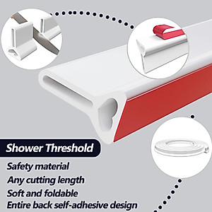 118 IN Shower Threshold Water Dam Collapsible Shower Water Splash Guard for Curbless Bath Shower Barrier Water Stopper for Wet and Dry Separation Bathroom and Kitchen (White/9.8 FT)