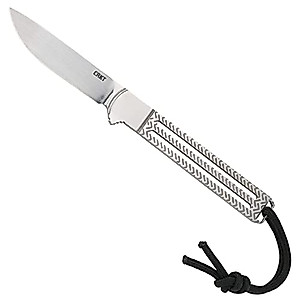 CRKT Testy Fixed Blade Knife with Sheath: Lightweight Everyday Carry, Textured Stainless Steel Handle, Glass Reinforced Nylon Sheath 7524,Silver