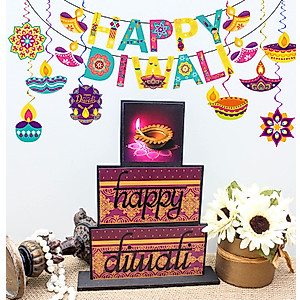 Diwali Decorations Happy Diwali Banner Hanging Swirls Kit Diwali Decor Hanging Decorations Diwali Rangoli Diya Hanging Decors for House Happy Diwali Banner for Home