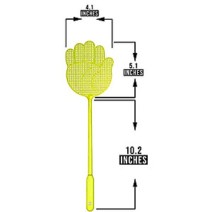 OFXDD Fly Swatter, Long Fly Swatter Pack, Fly Swatter Heavy Duty, Yellow Color Shape Palm (4 Pack)