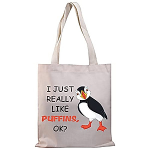 BDPWSS Puffins Gift Puffin Seabird Lover Gift Ornithology Birding Bird Watching Gift I Just Really Like Puffins Tote Bag (Just Like Puffins TG)